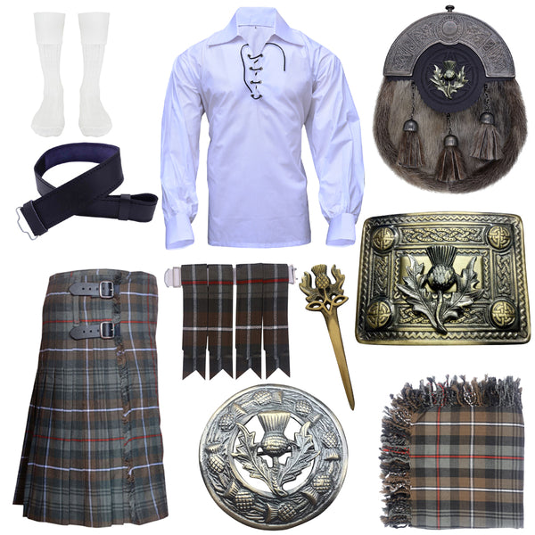 Scottish Kilts For Men - 10 pieces Kilt Set - Tartan Kilt Highland Wea ...