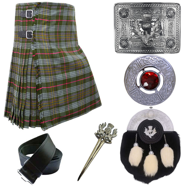 6 pieces Scottish Kilt set For Men, Leather Sporran Kilt Belt with Buc ...